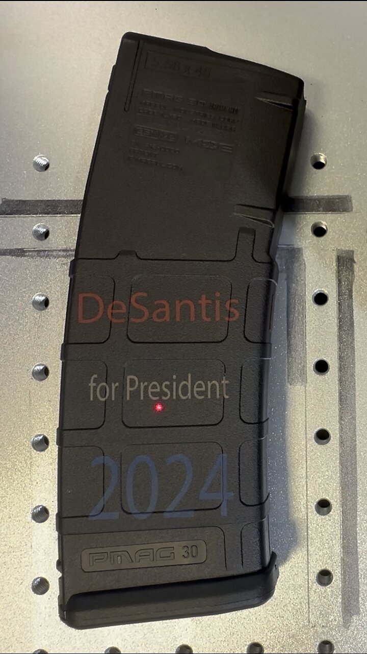 Tricolor red white blue color laser engraving on pmag