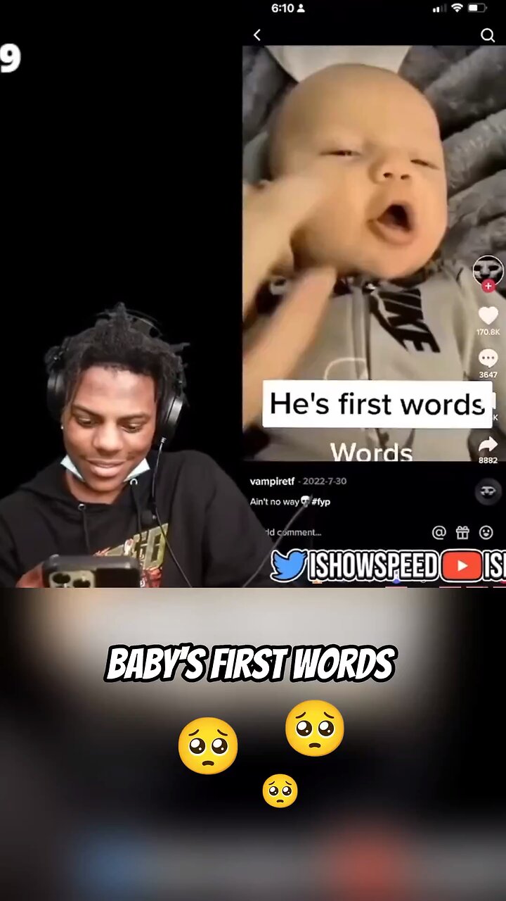 Ishowspeed reacts on baby’s first word 😂 #trending