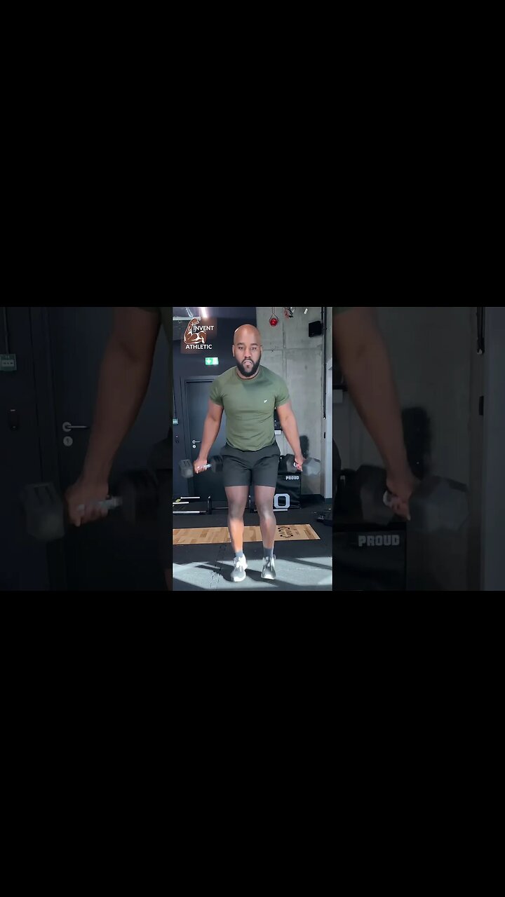 Dumbbell Jump-Split + Bicep Curls #shorts #calisthenics #squats #biceps