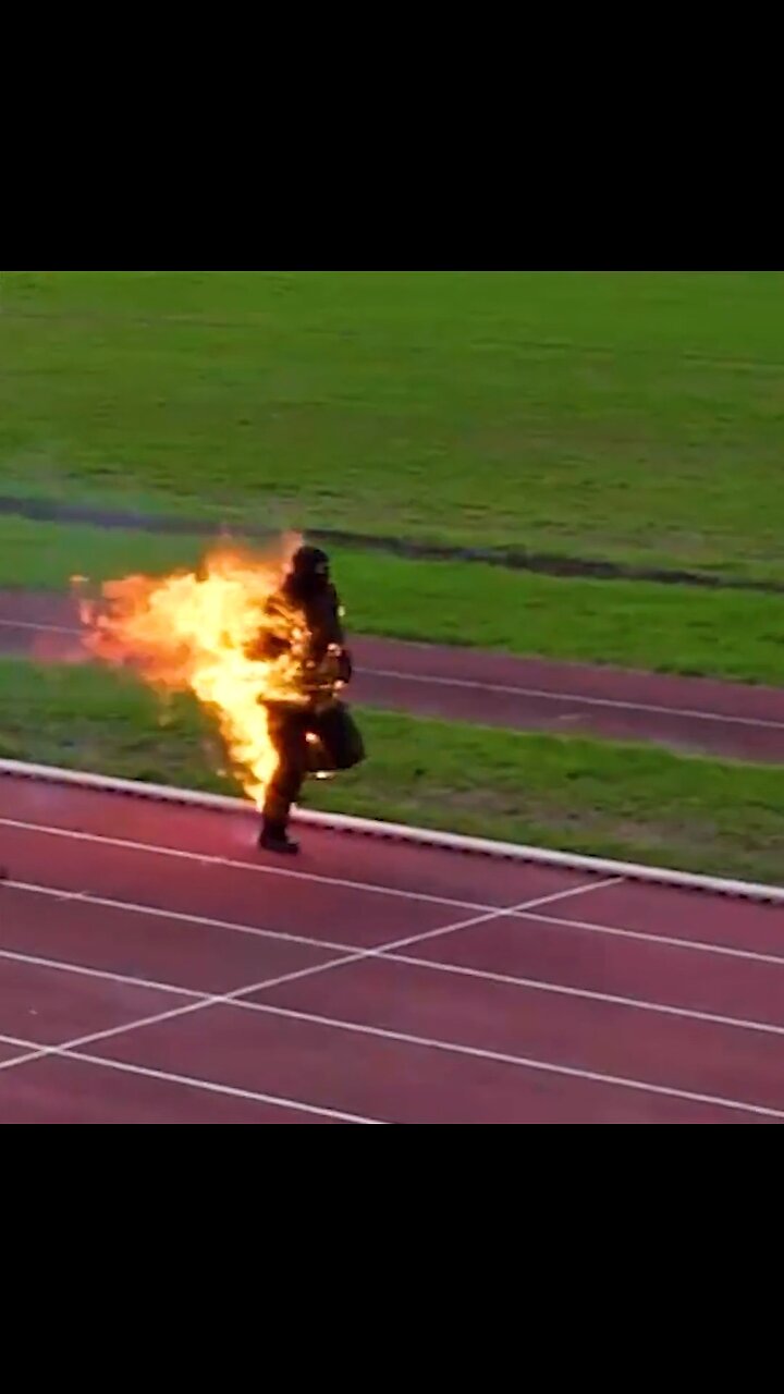 French Firefighter Sets A World Record Running While On Fire, No Oxygen