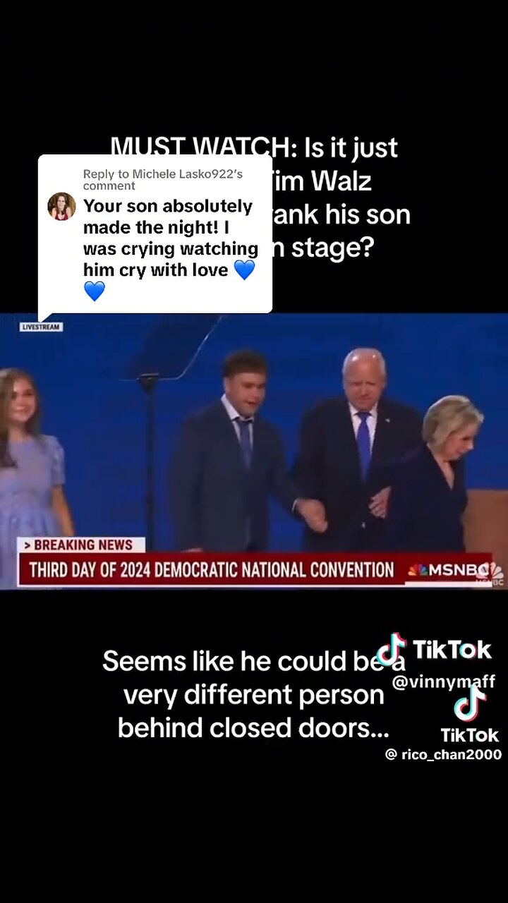 Must Watch From DNC: Tim Walz Yanking On His Disabled Son’s Arm Walking ...