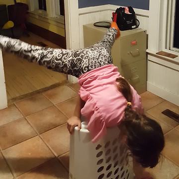Laundry Basket Handstand Fail