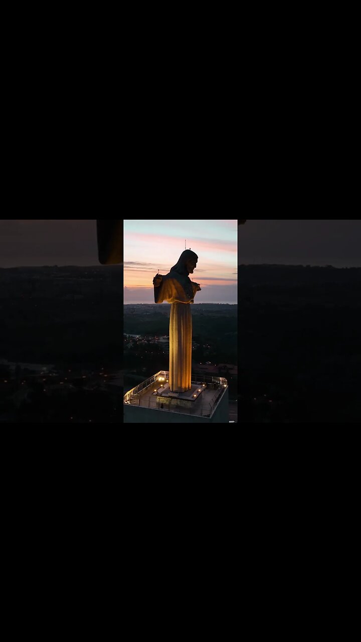 A Heavenly Drone Flight Around the Statue of Jesus Christ in Lisbon
