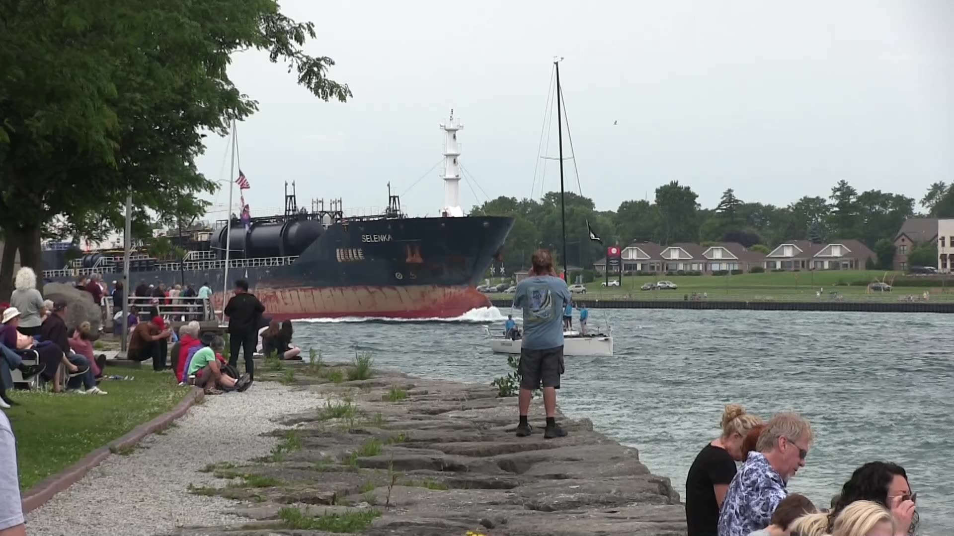 Selenka Ship In St Clair River In Great Lakes