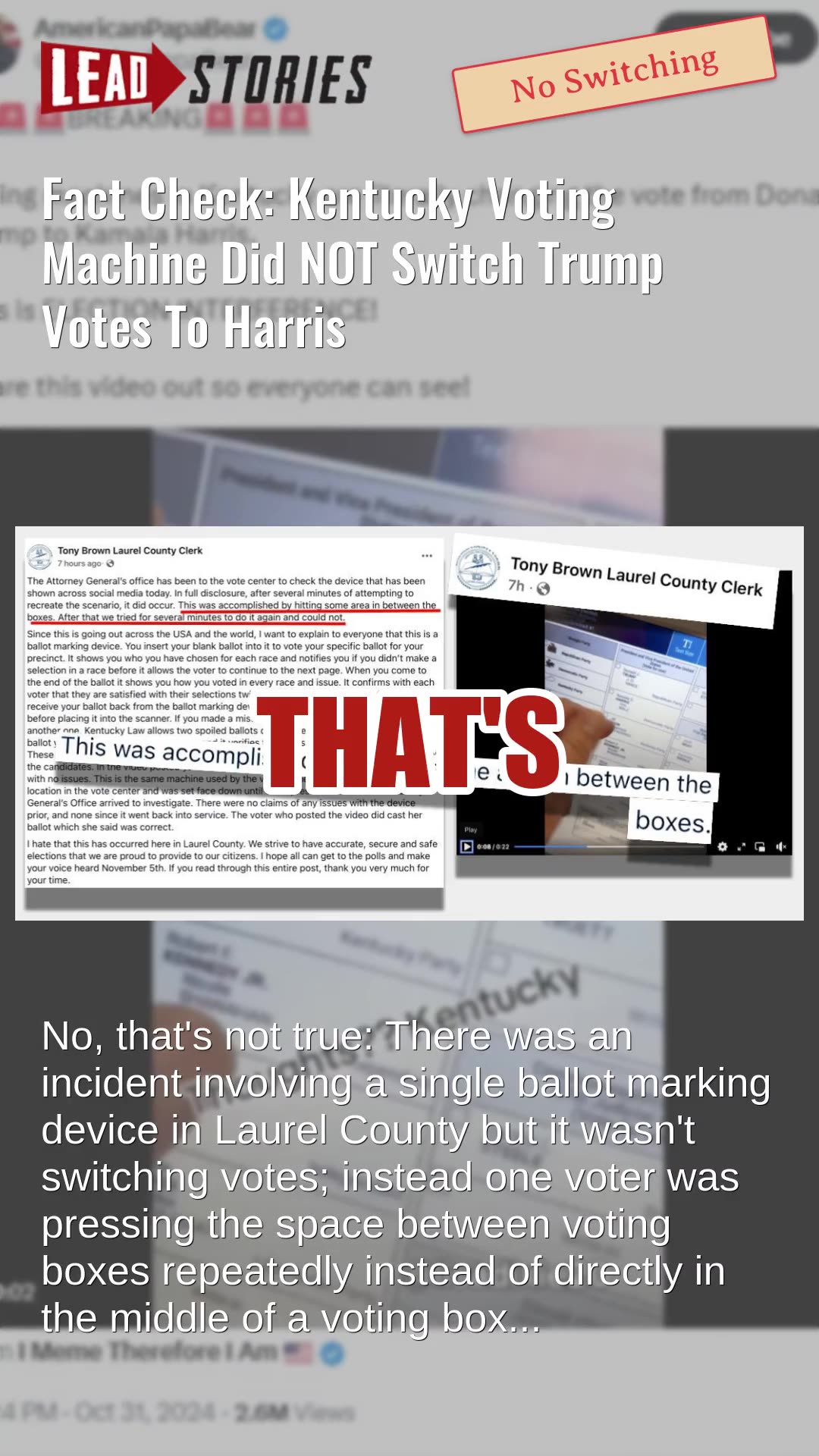 Fact Check: Kentucky Voting Machine Did NOT Switch Trump Votes To Harris