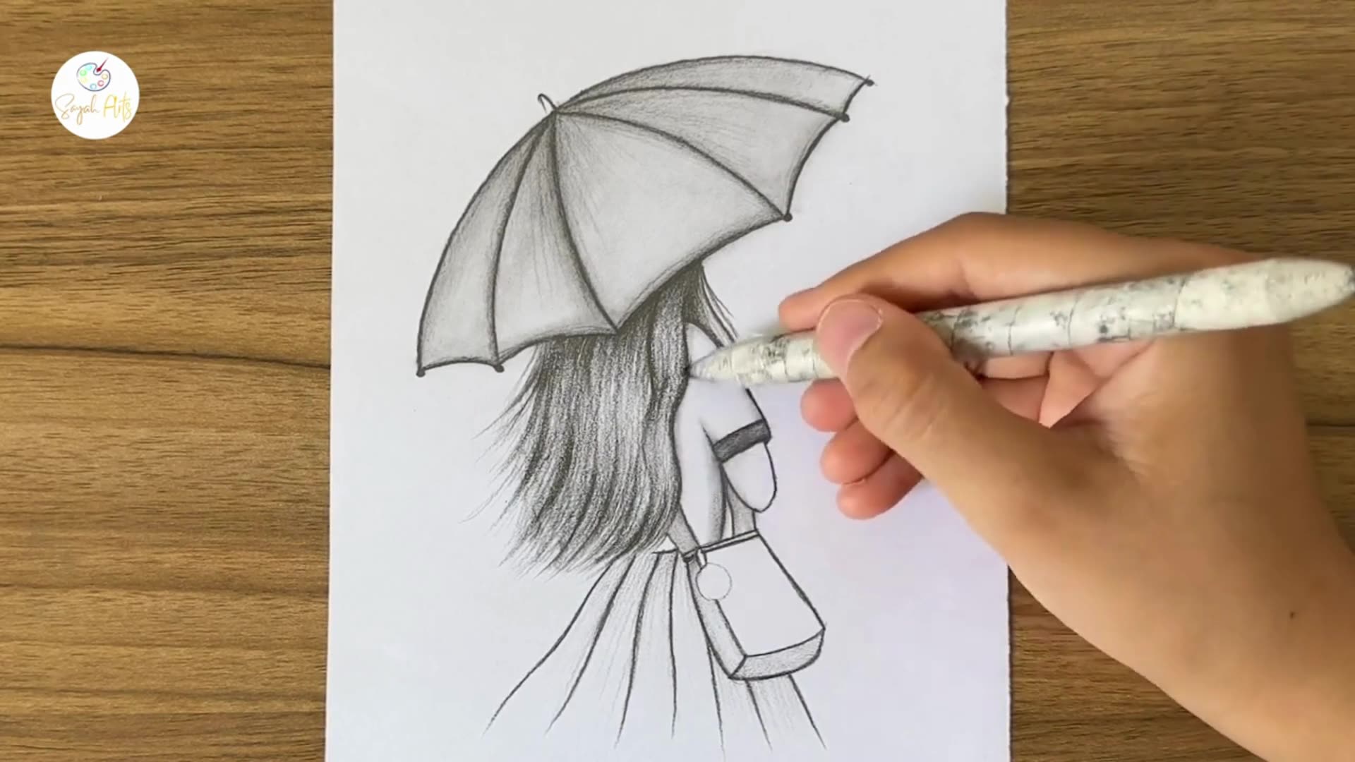 How to draw a girl with umbrella step by step || Easy drawing for girls ...