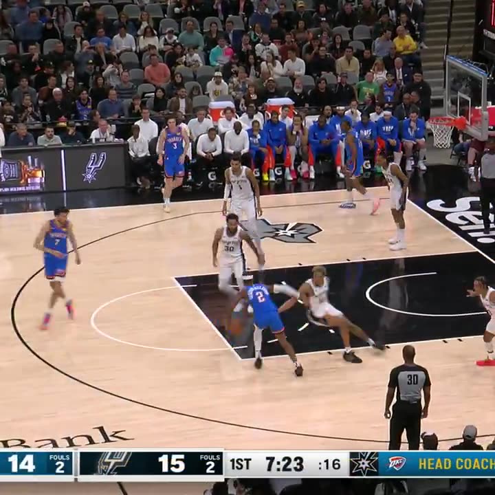 Double giant block by Wembanyama in the 1st quarter! | Spurs vs. Thunder