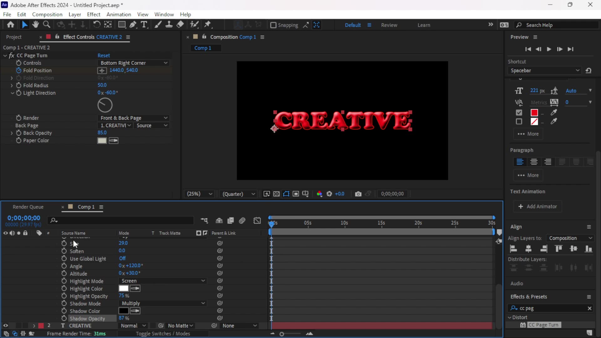 Create Dynamic Text Flip Animation with CC Page Turn in After Effects