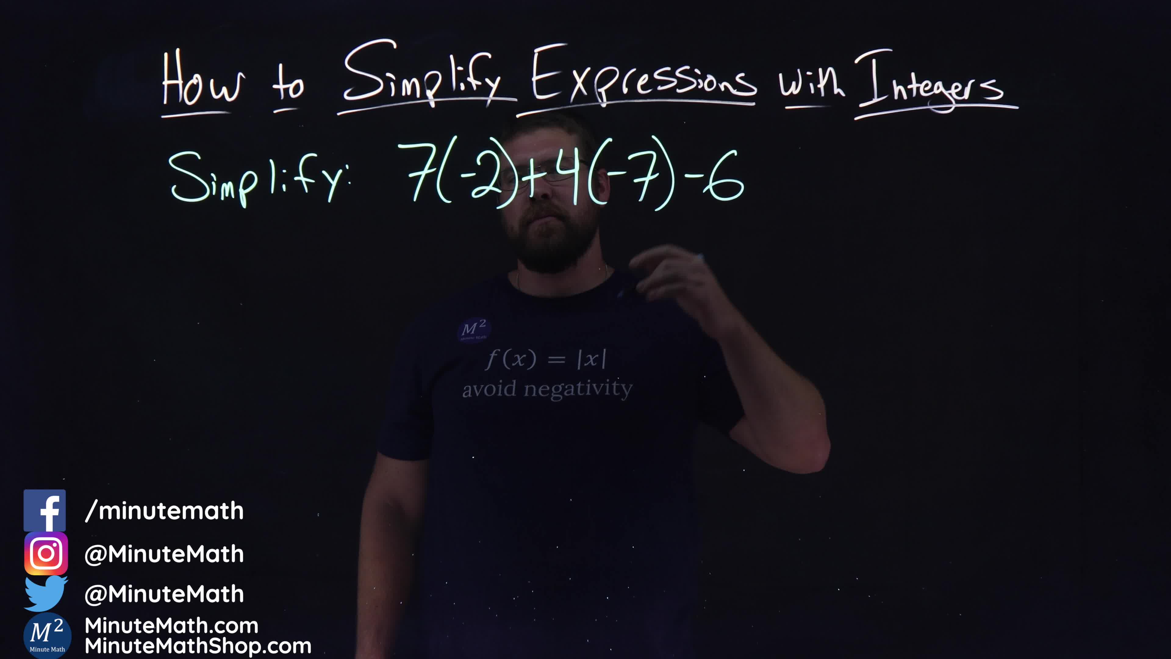 How to Simplify Expressions with Integers | 7(-2)+4(-7)-6 | Part 1 of 5 ...