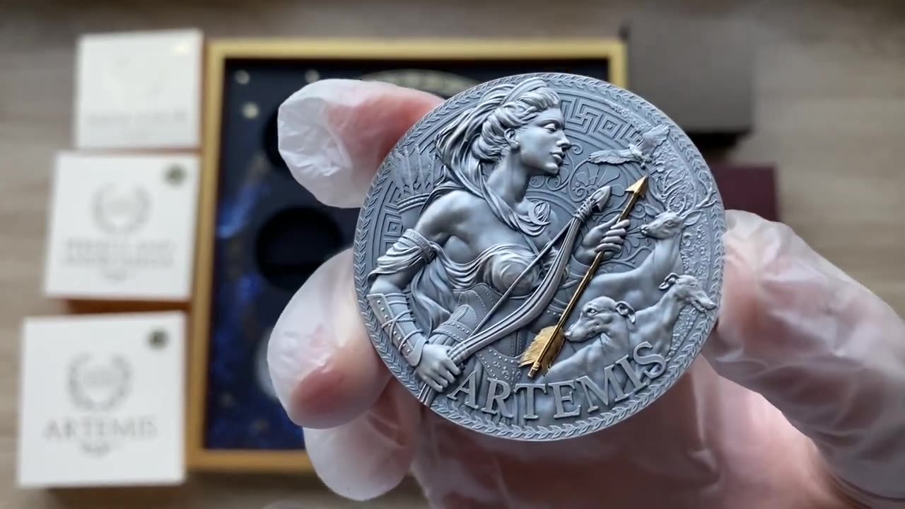 ARTEMIS The Great Greek Mythology 3 oz Antique finish Silver Coin ...