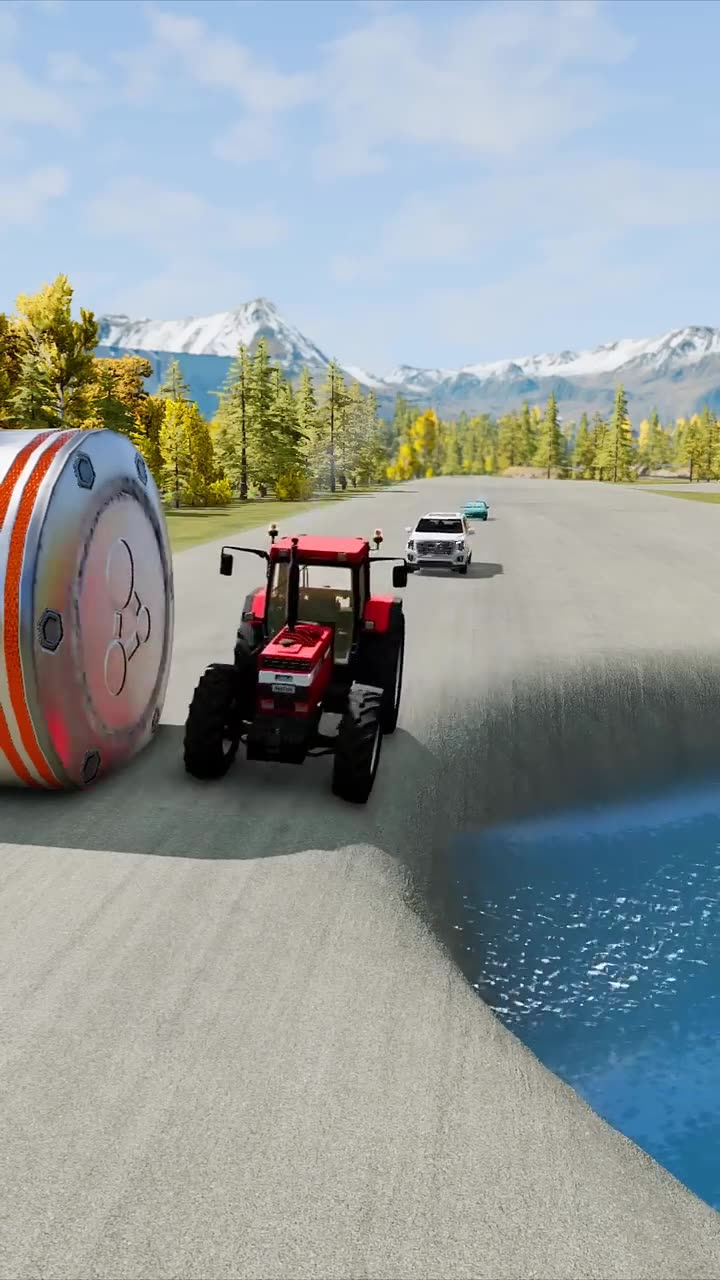Cars vs Bollards _ Big Water Pit _ beamng _ beamngdrive #beamng