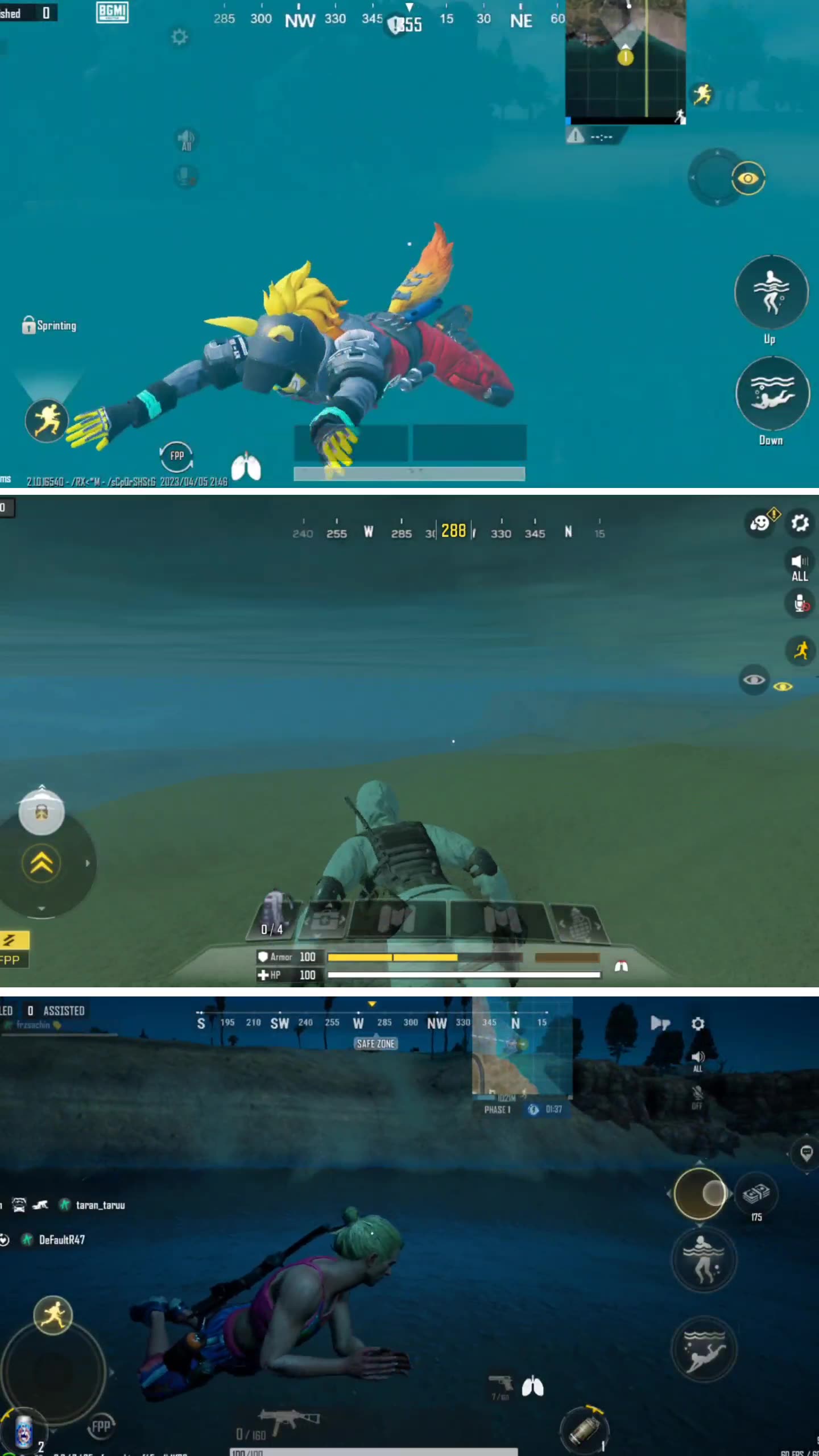 New State Mobile Vs Codm Vs Bgmi swimming comparison