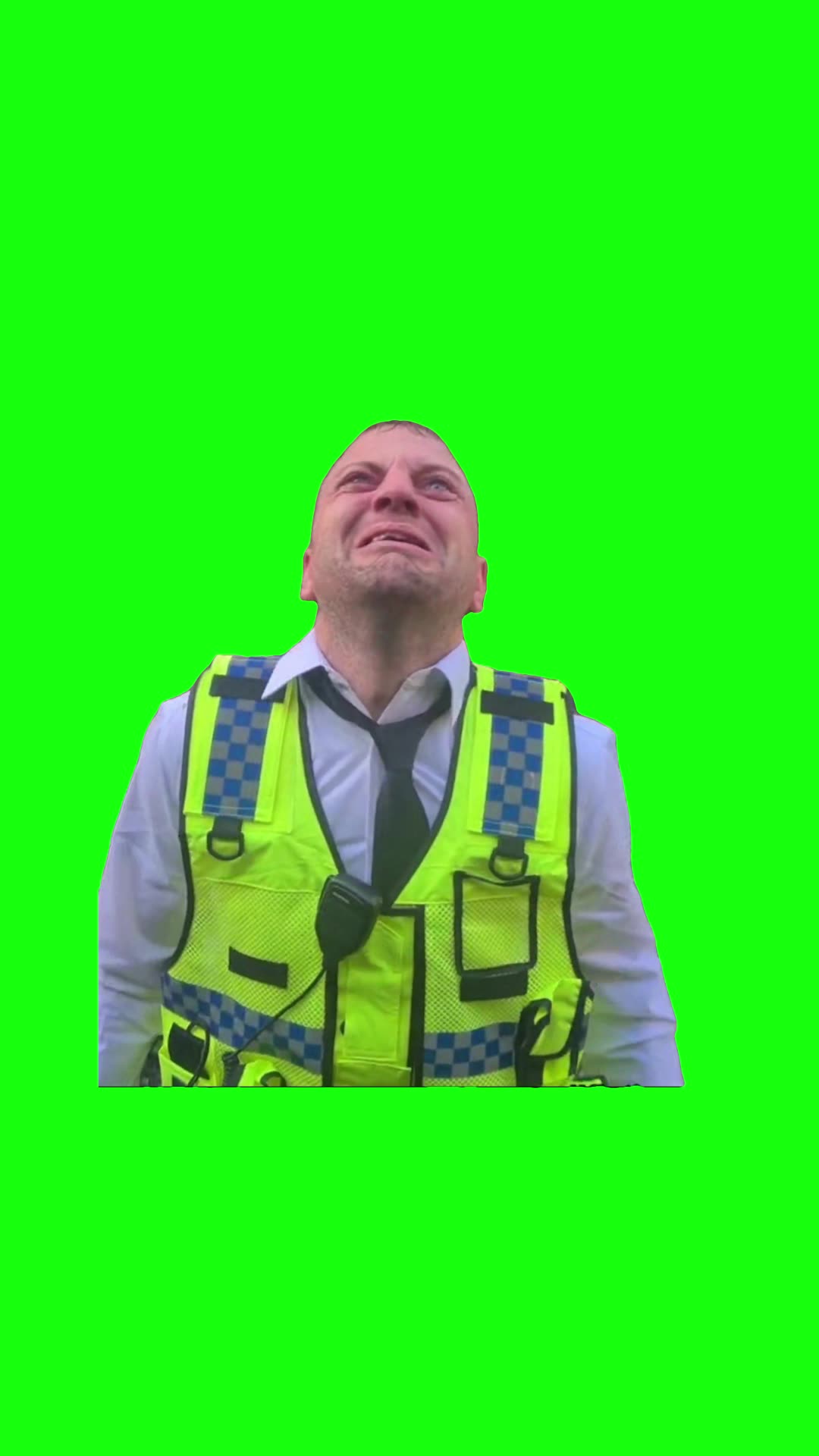 British Cop Screaming No | Green Screen