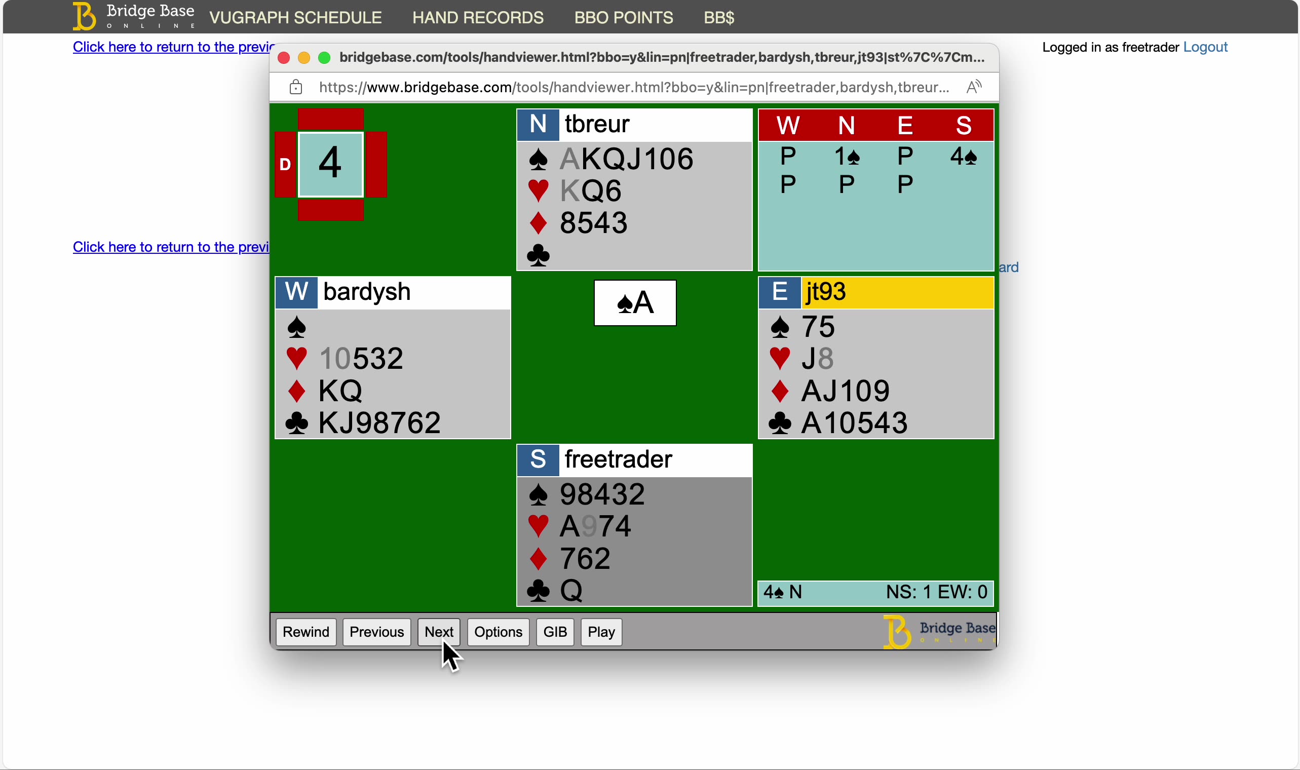 Find your Hand Histories on Bridge Base Online (BBO)