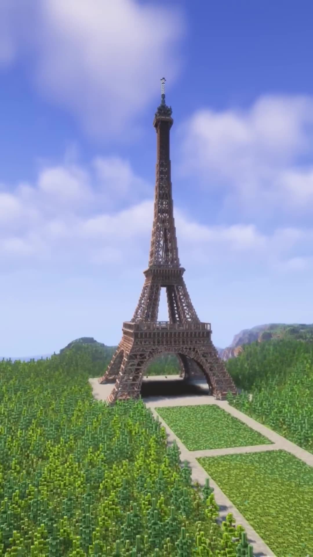 Minecraft eiffel tower build time-lapse