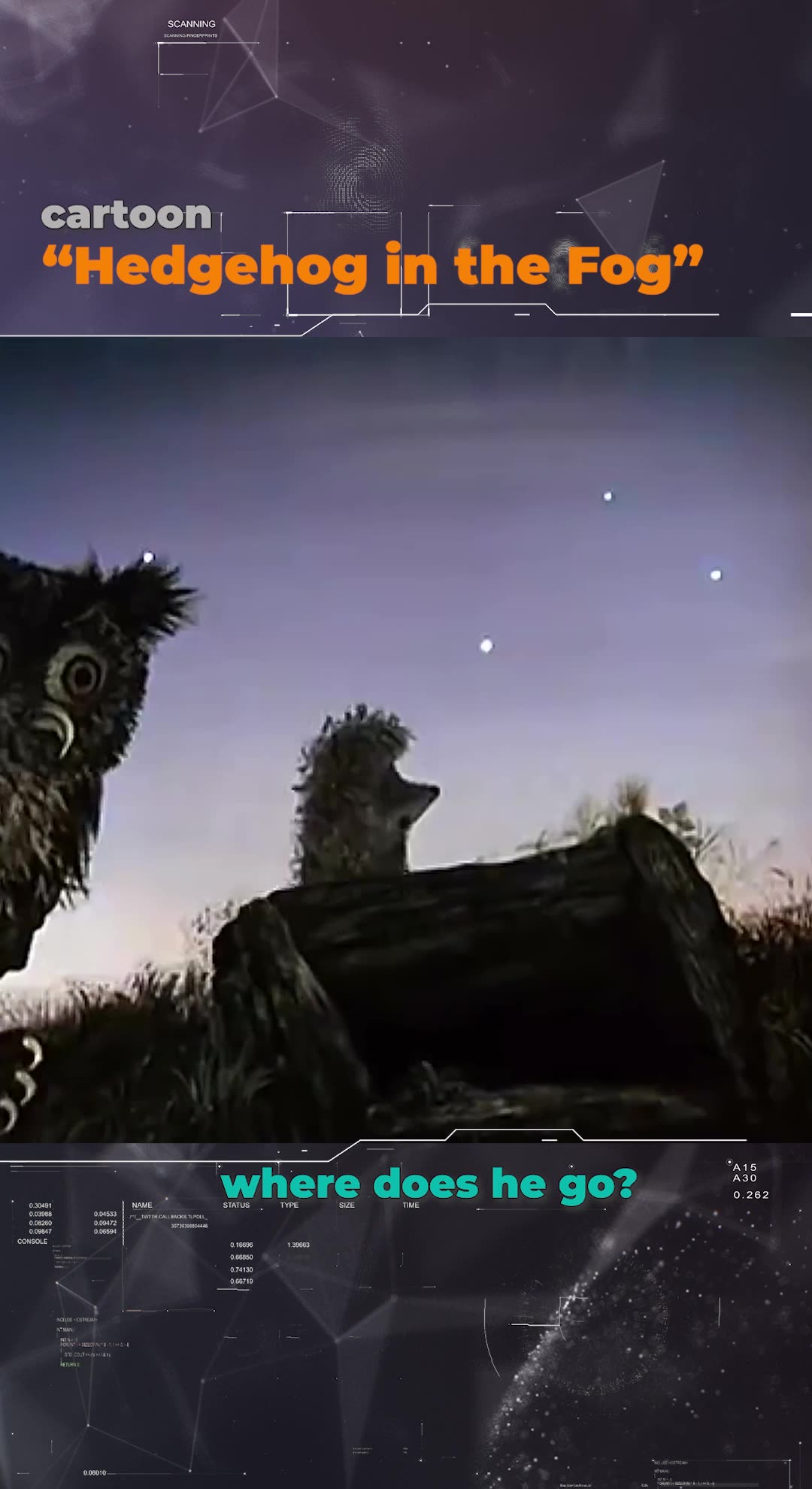 “Hedgehog in the Fog” cartoon, where does the Hedgehog go?