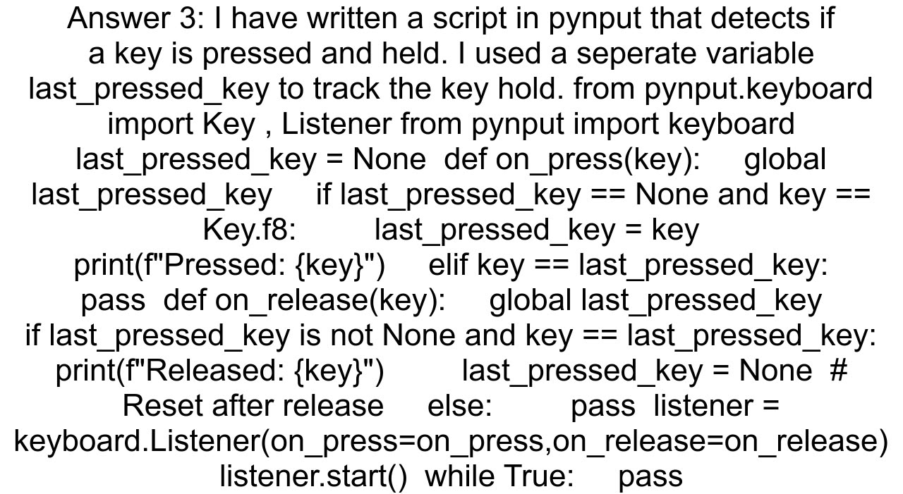 Detecting if a key is HELD down python