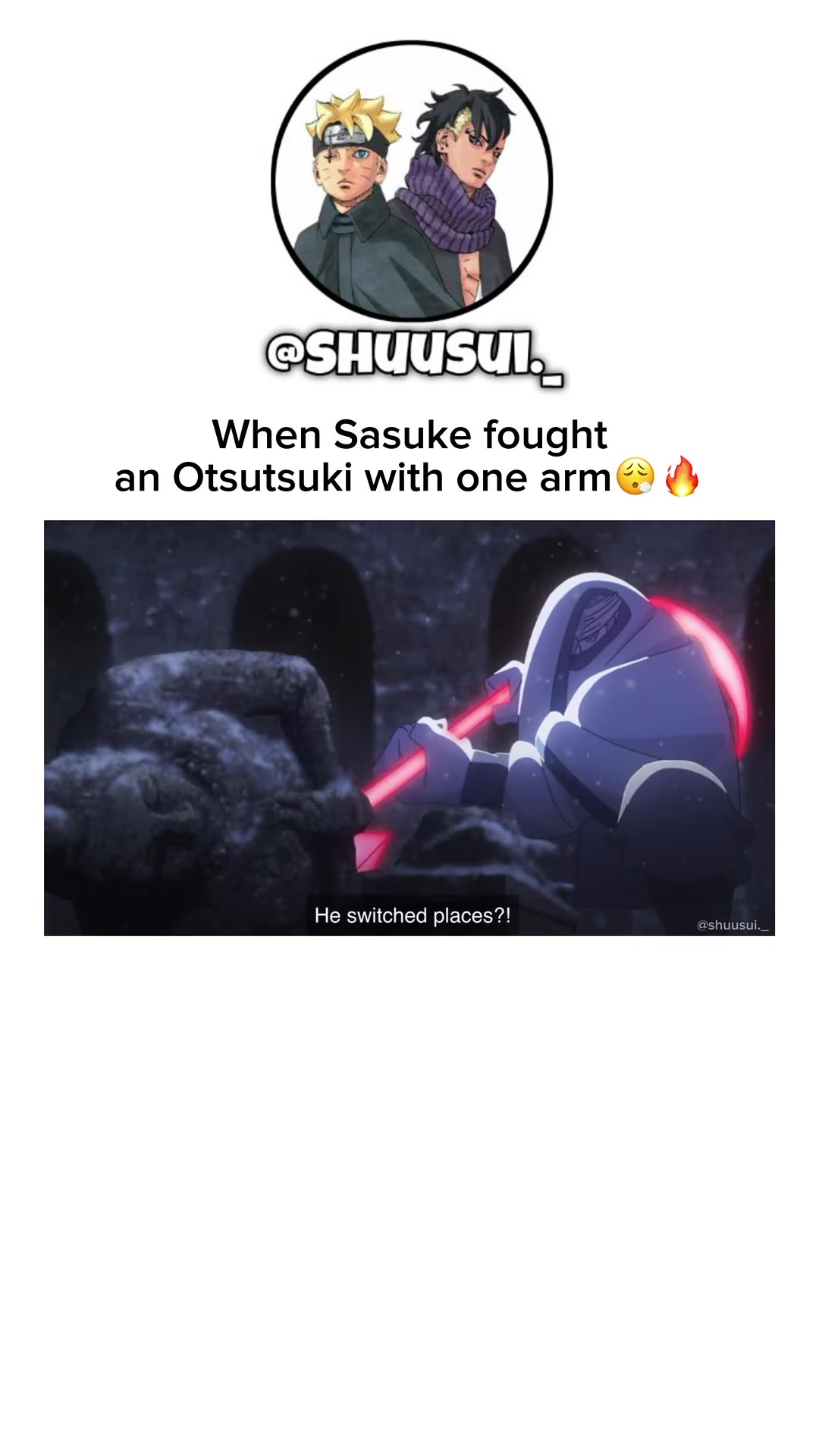 When sasuke fought an otsutsuki with one arm