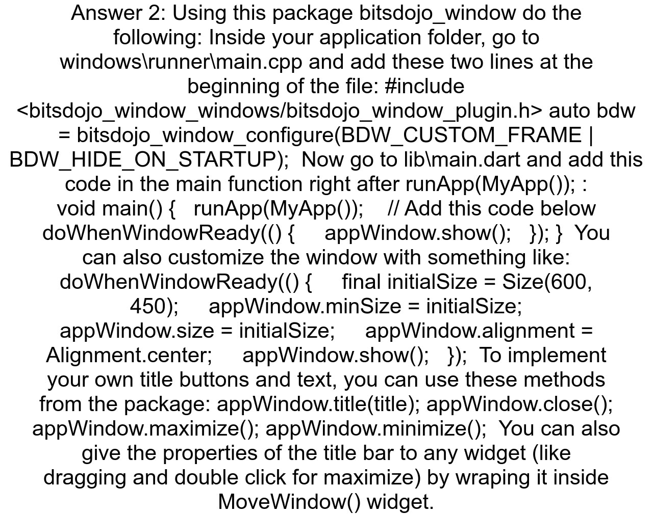 How to Remove Title Bar from Flutter app built for windows