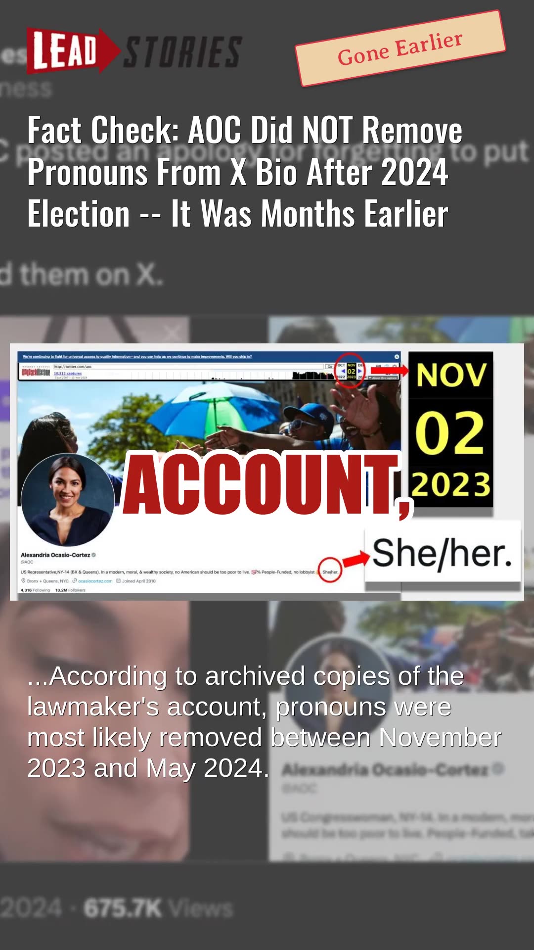 Fact Check: AOC Did NOT Remove Pronouns From X Bio After 2024 Election ...