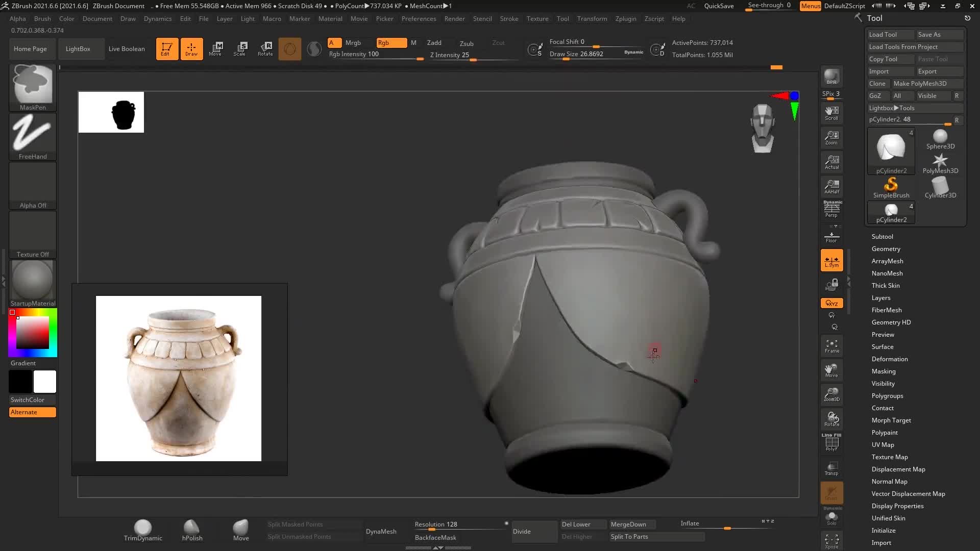 Maya+Zbrush+SubstancePainter to make stylized water jar 4