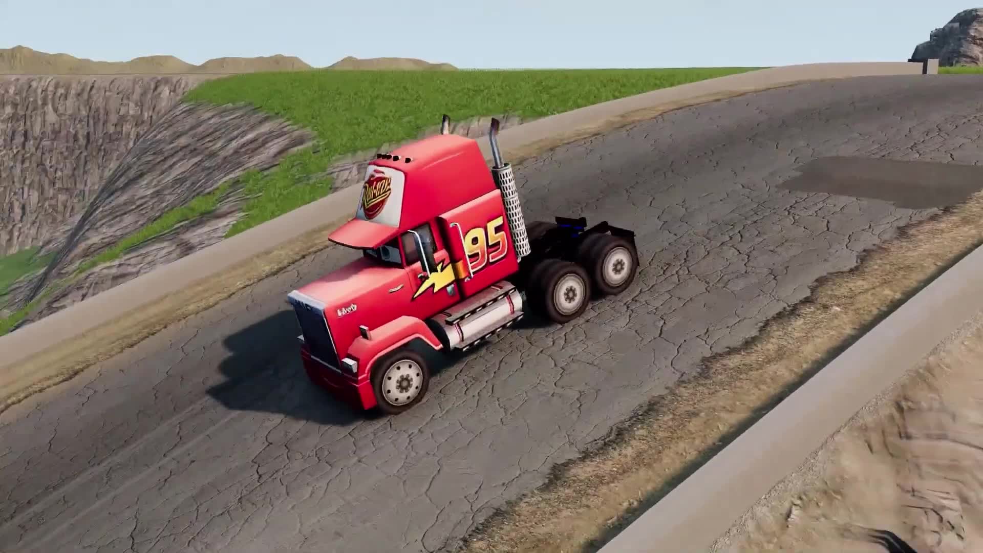 Lightning Mcqueen vs Big Mack Truck vs DOWN OF DEATH in BeamNG.drive ...