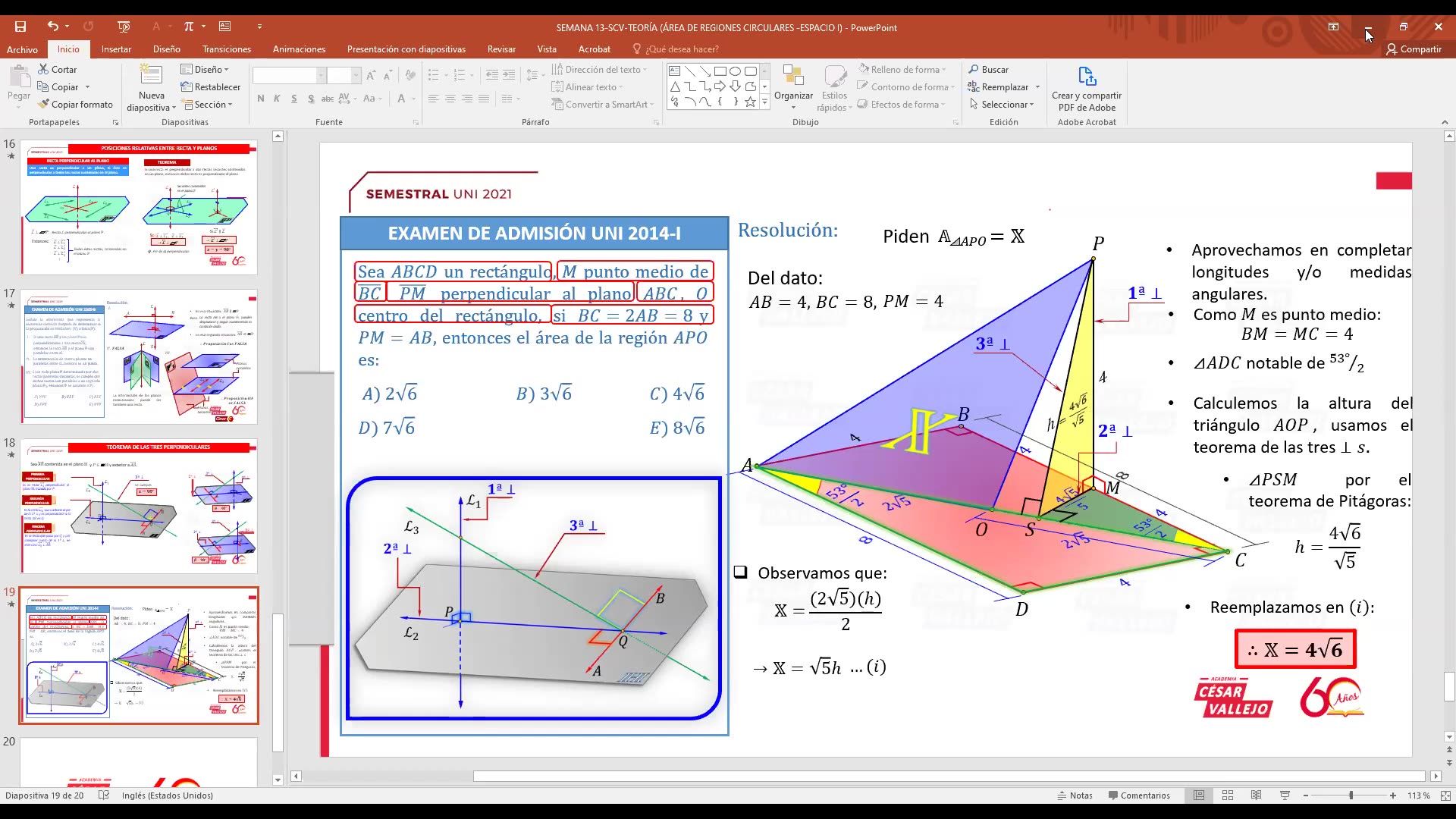 SEMESTRAL VALLEJO 2021 | Semana 13 | RV S2 | Geometría