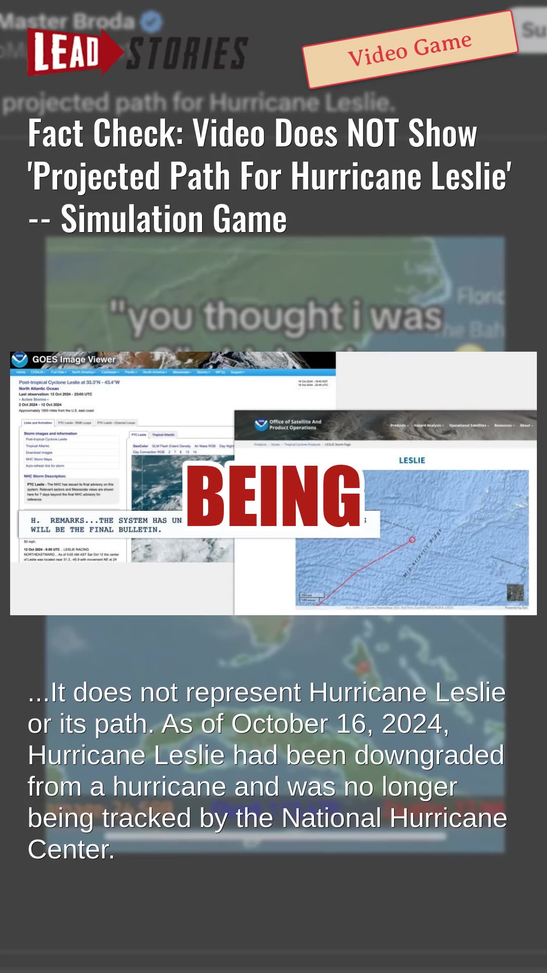 Fact Check: Video Does NOT Show 'Projected Path For Hurricane Leslie ...