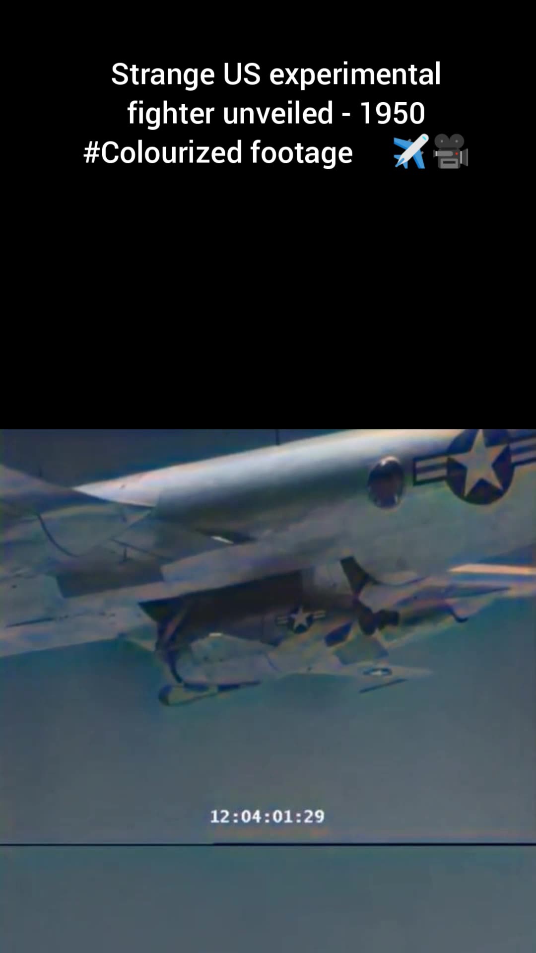 Strange US experimental fighter 1950 unveiled #Colourized footage 🇺🇸 ️ 🎥