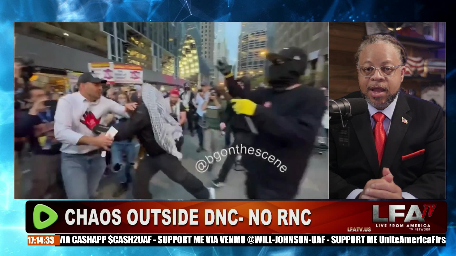 CHAOS OUTSIDE THE DNC - NOT THE RNC