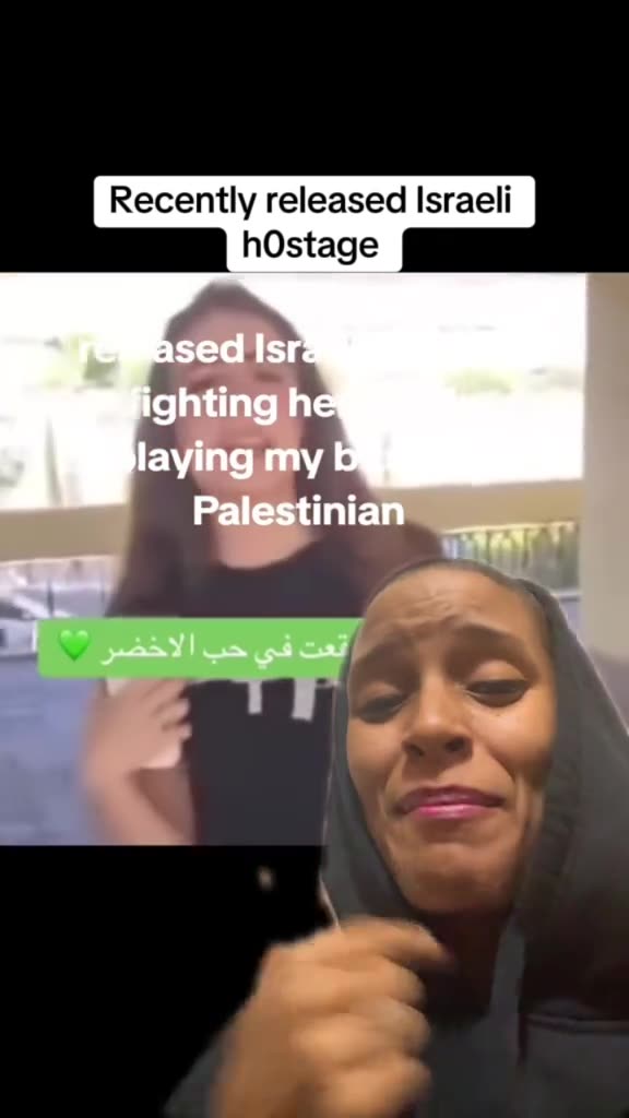 RELEASED ISRAELI HOSTAGE FIGHTING HER FAMILY PLAYING MY BLOOD IS PALESTINE