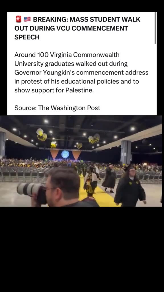 MASS STUDENT WALK OUT DURING VCU COMMENCEMENT SPEECH