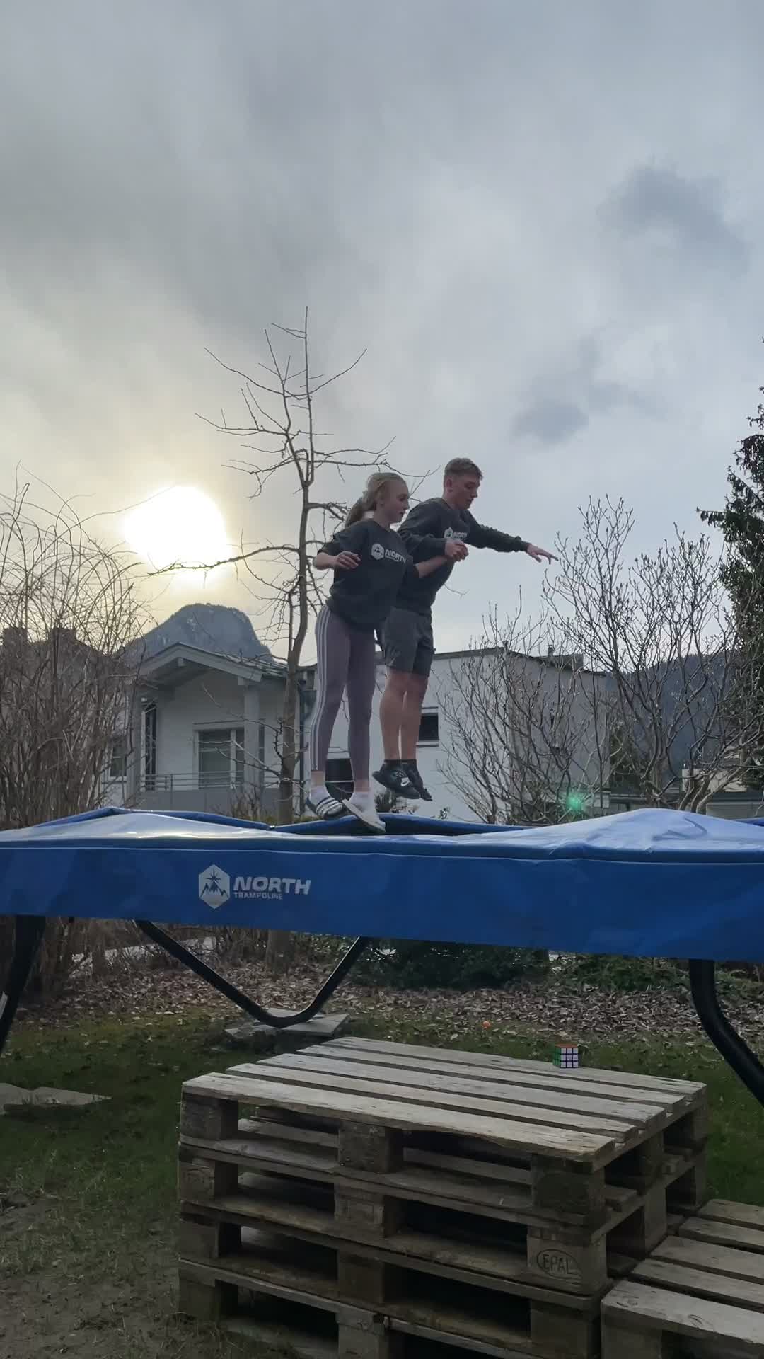 Tandem Trampoline Trick Falls Flat