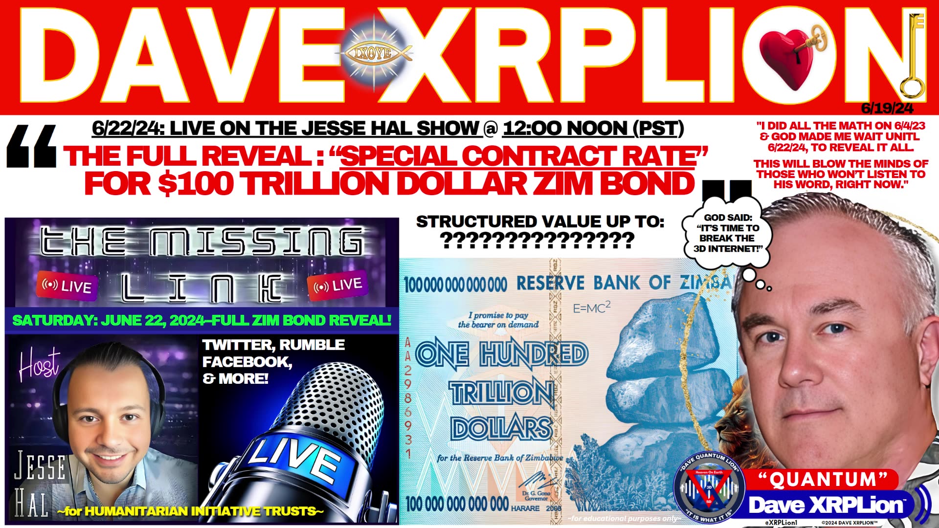 Dave XRPLion GOD'S GREATEST REVEAL EVER - $100T ZIM BOND Special ...