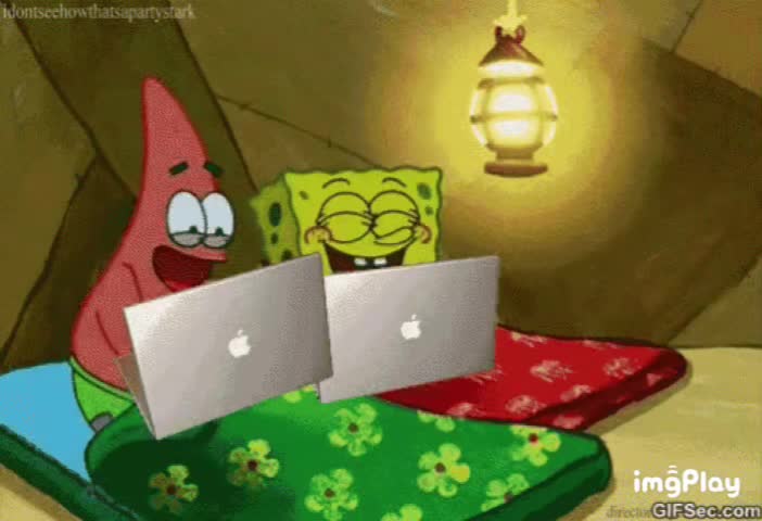 SpongeBob And Patrick Using Apple Computers Gif! 💻