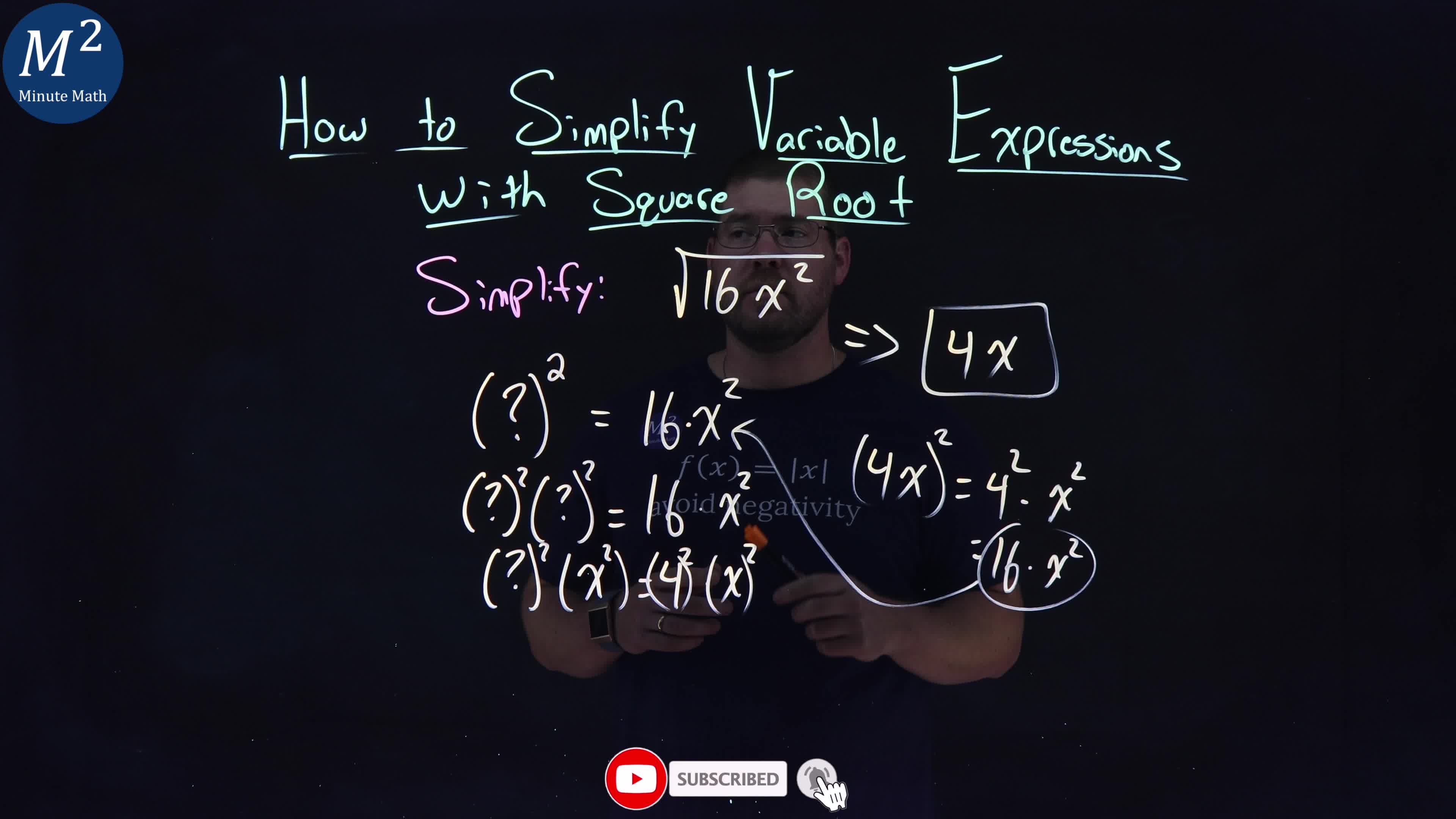 How to Simplify Variable Expressions with Square Root | Simplify √(16x² ...