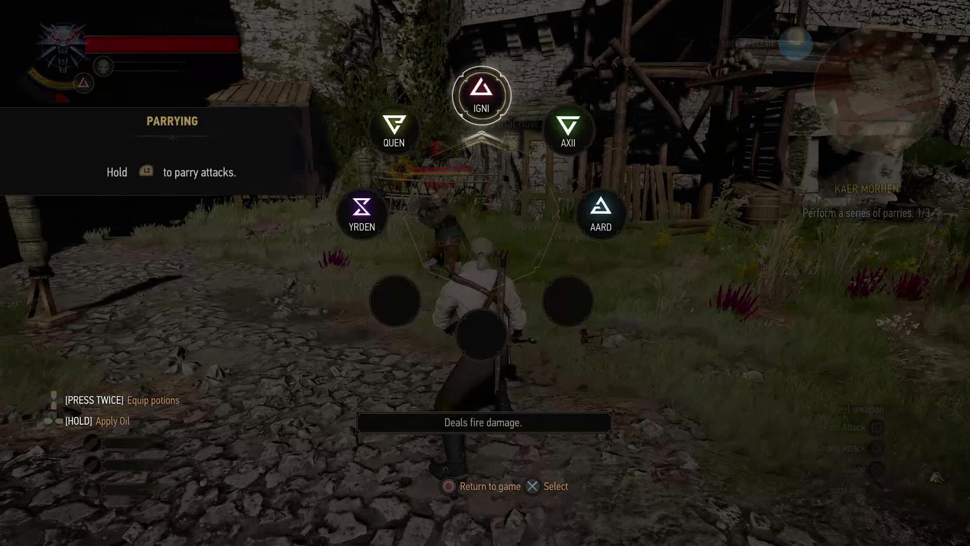 The Witcher 3 - Training with Vesemir - Combat skills -witcher signs ...