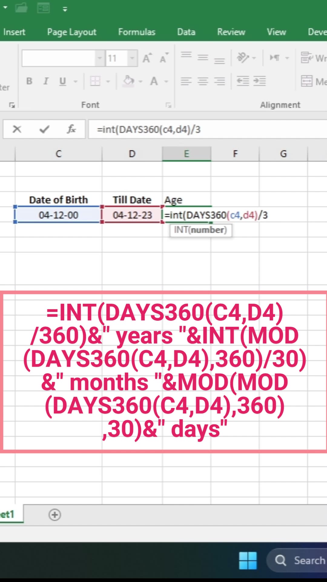 How to create age calcutlator in old versions of Microsoft excel