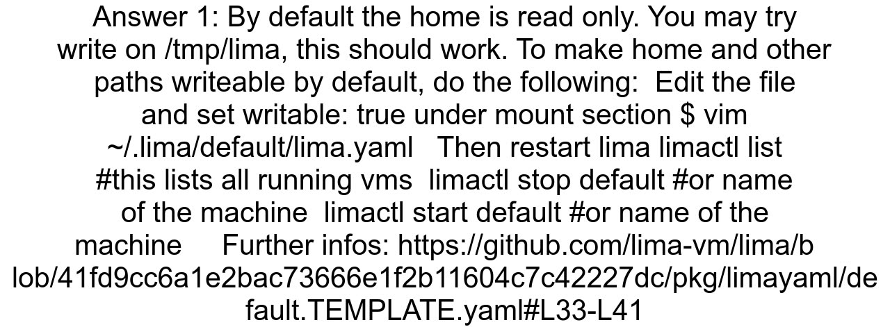 How to fix the read only error on lima vm