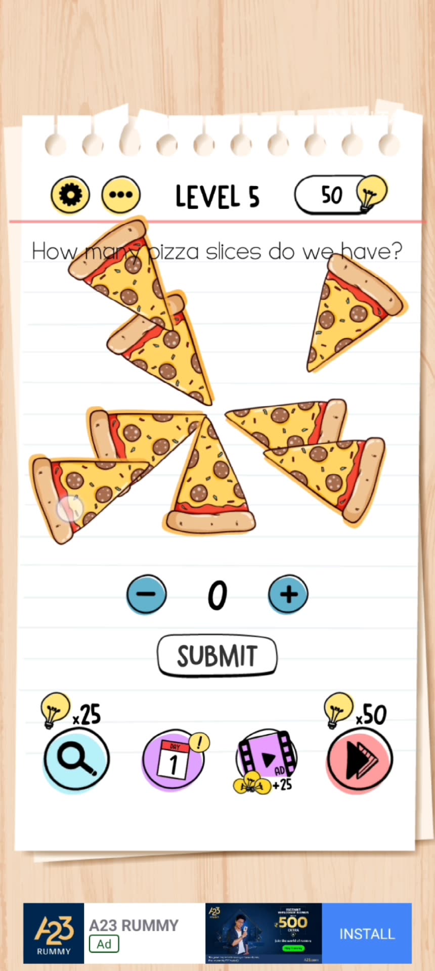 Who many Pizza Slices do we have? Brain test level 5 #gaming #games