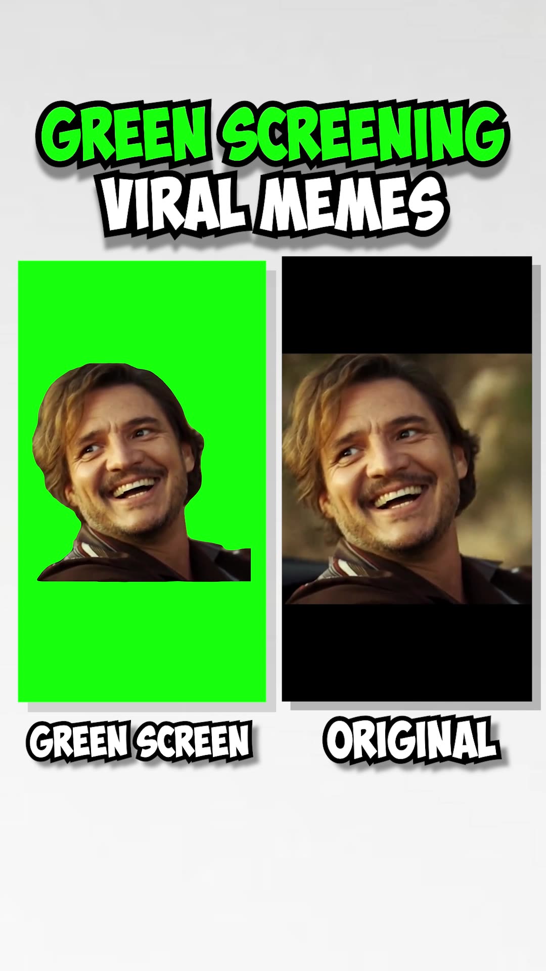Nicolas Cage and Pedro Pascal Car Meme | Green Screen vs Original