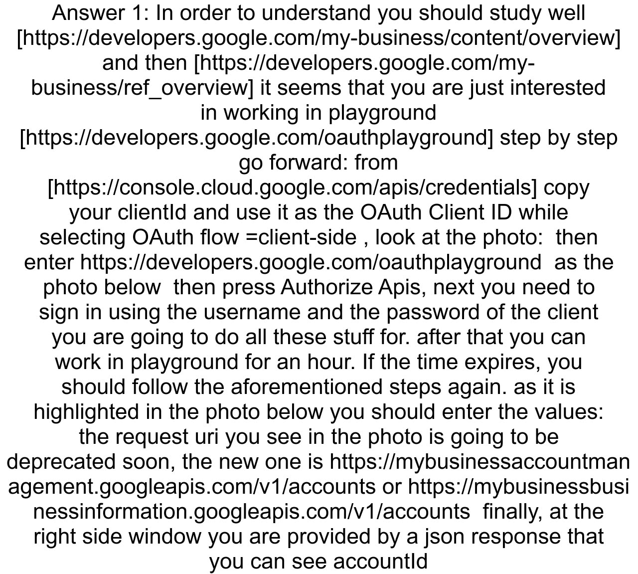 Google My Business API accountID Location