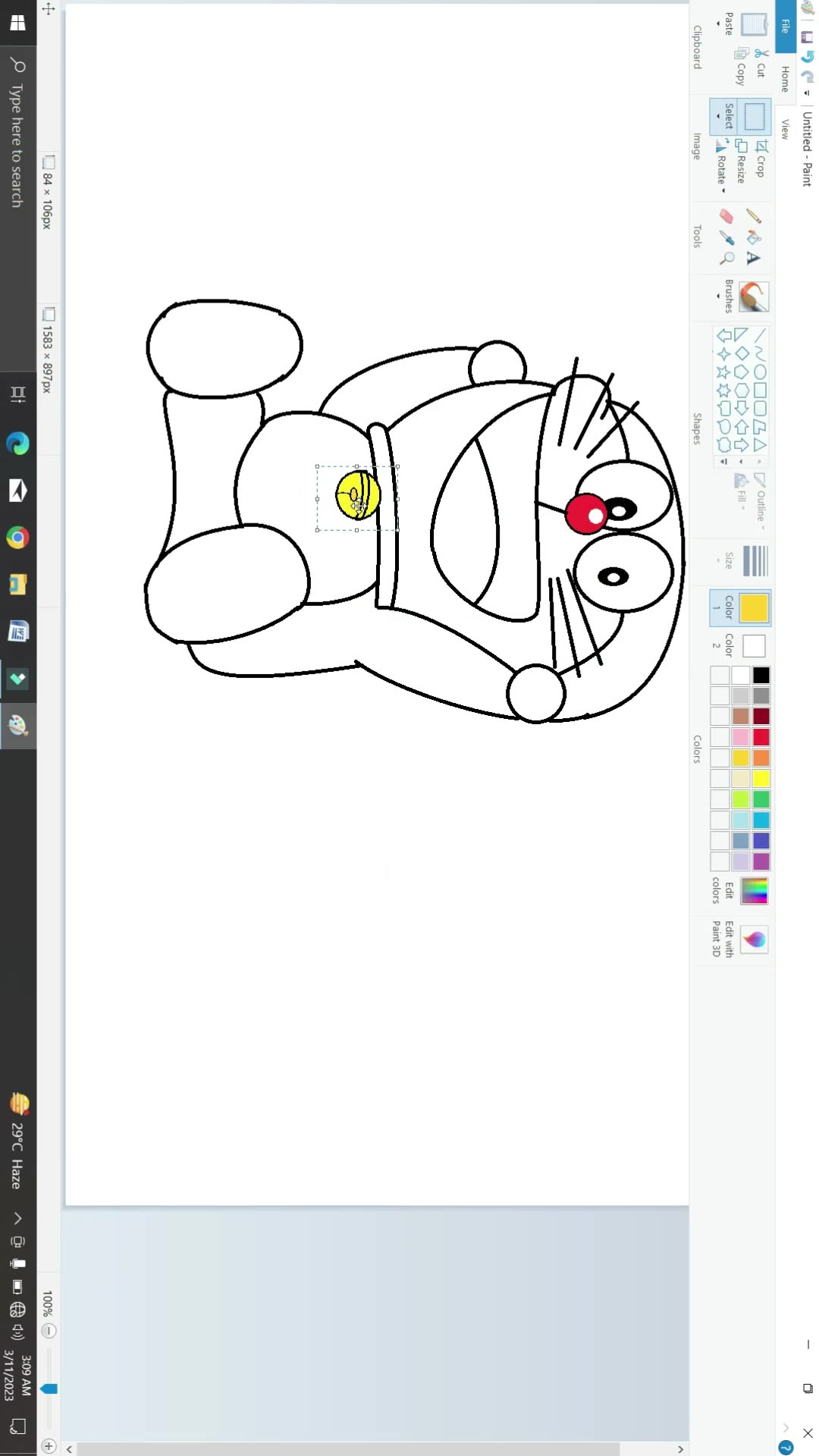 How to Draw Doraemon - in computer| Microsoft Paint Tutorial | Computer ...