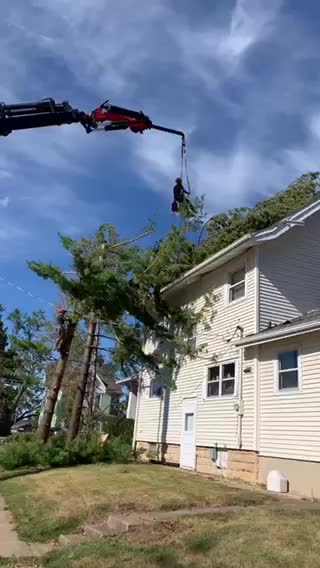 Rieke riding the crane