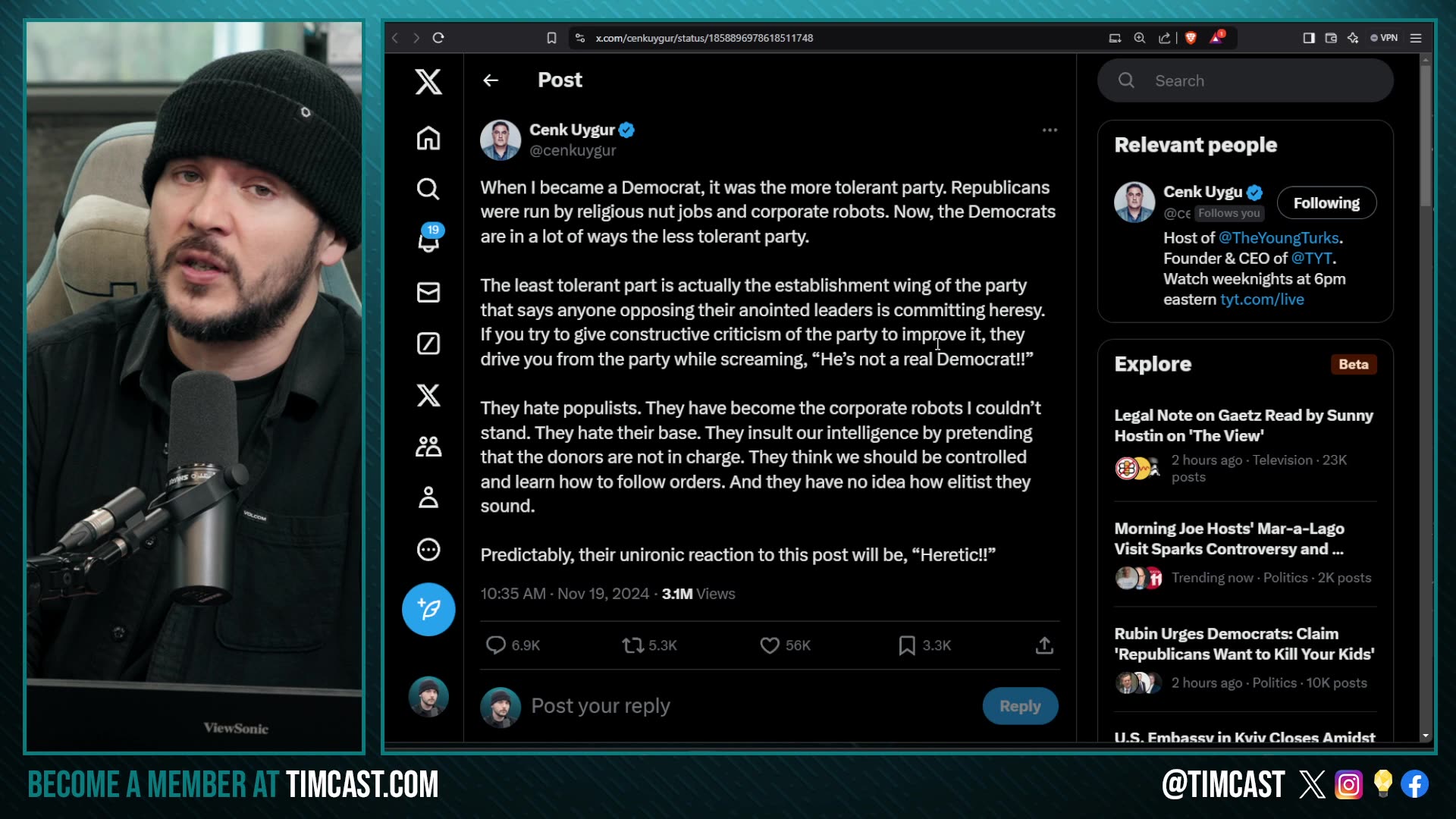 Cenk Uygur LEAVES THE LEFT, Says Democrats Are Corporate Robots And ...
