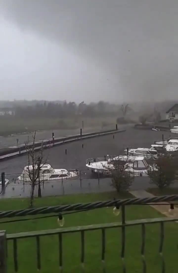 Tornado doing damage in Leitrim Village Ireland