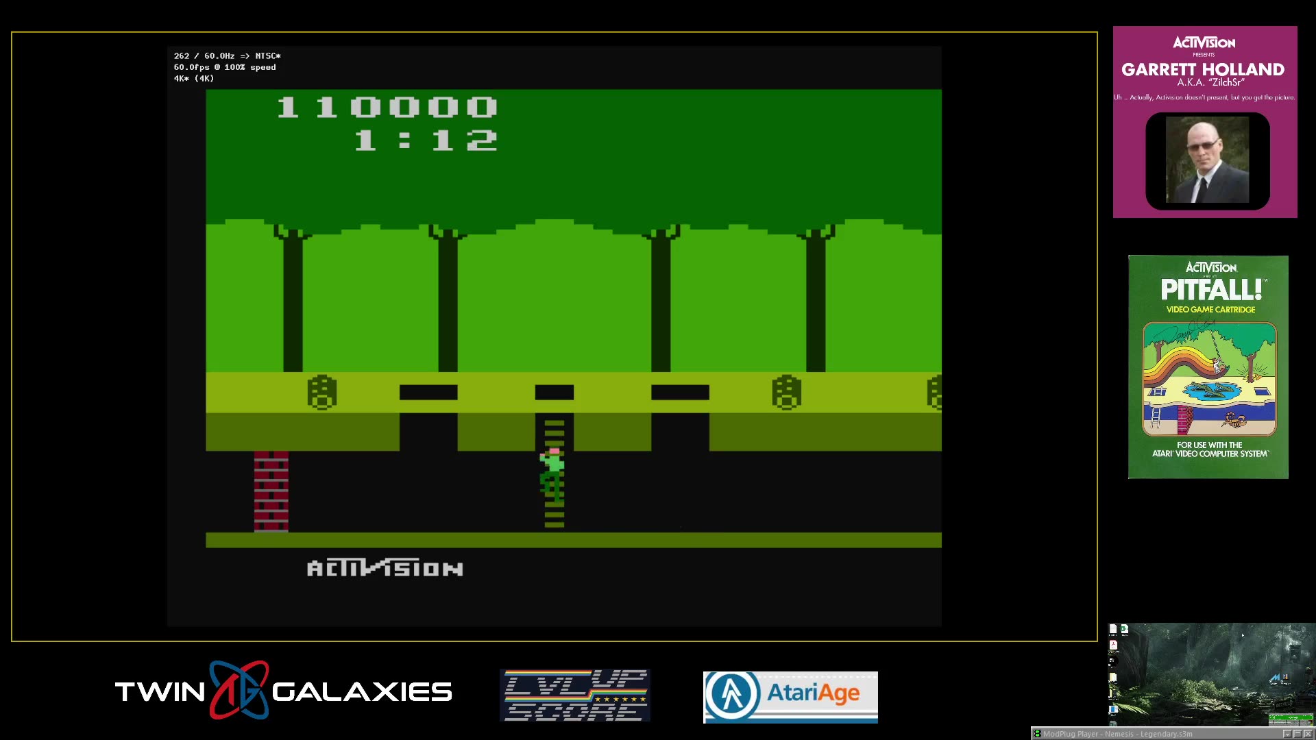 Atari 2600 EMU - Pitfall! - Game 1 X/X - Speedrun-Perfect game - 114,000 - 54s left