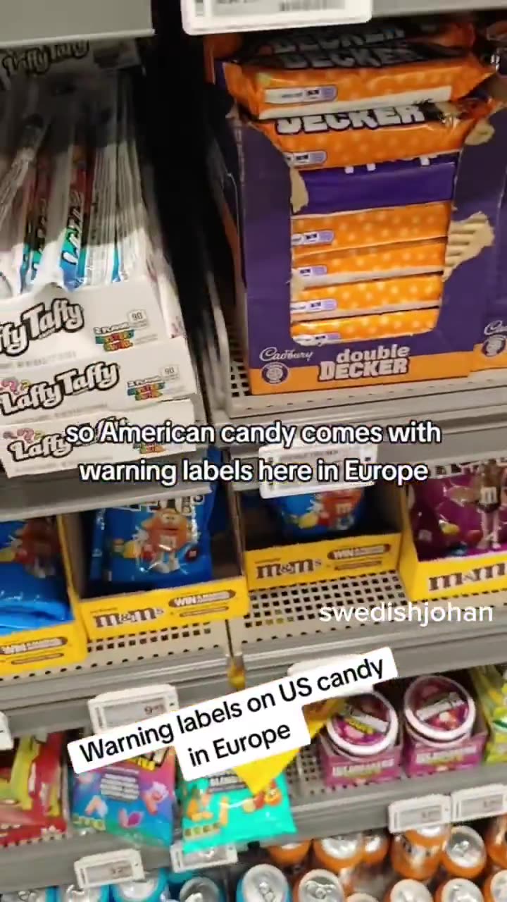 Warning labels on US candy in Europe