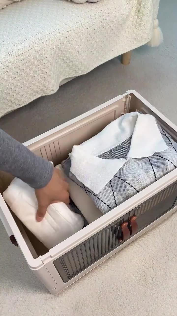 Keep your space neat and tidy with our foldable plastic storage boxes