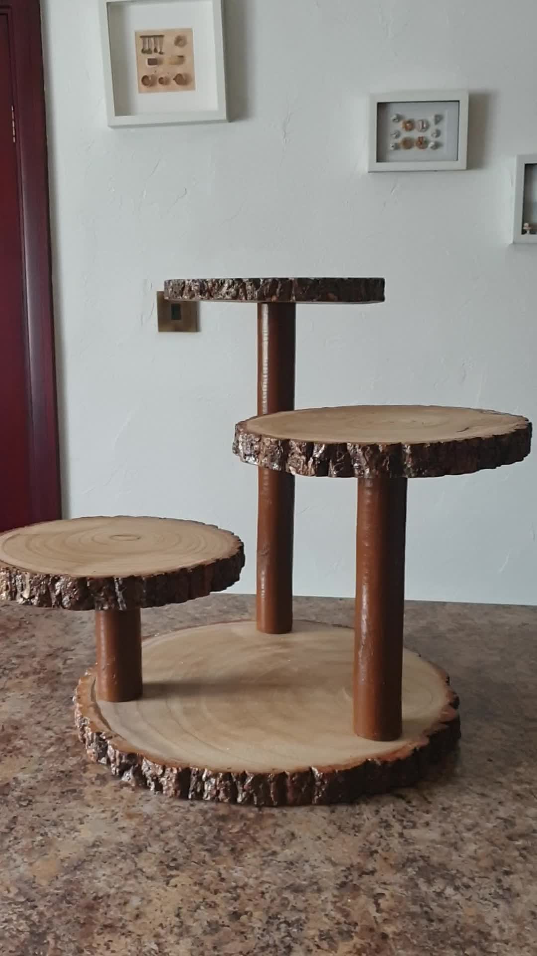 Rustic Wooden 3 Tier Wedding Cake Stand